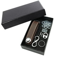Compact Key Chain Organizer With Leather Strap, Smart Key Ring Holds 8 ...