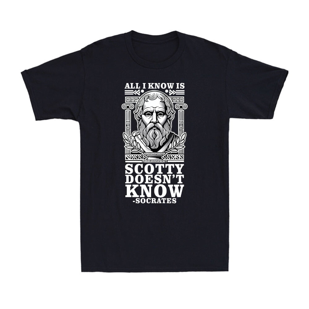All I Know Is Funny Socrates Quote Vintage Retro Humor T-Shirt ...