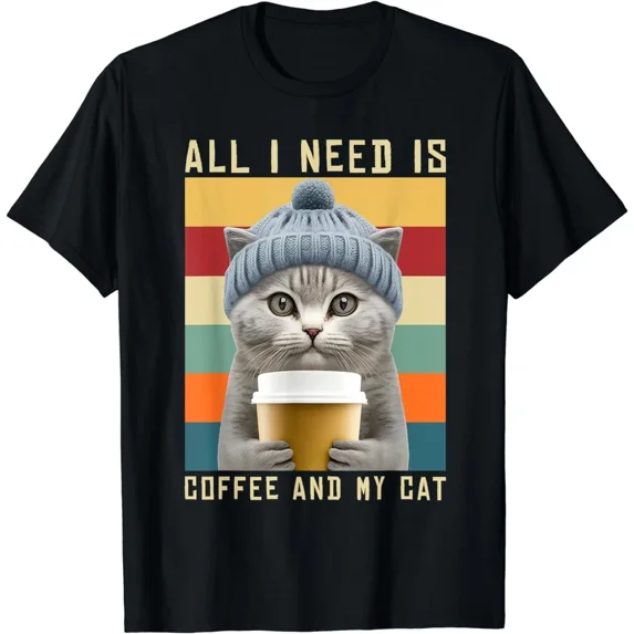 All I Need Is Coffee And My Cat Funny Cat Lover Pet Caffeine Unisex T ...