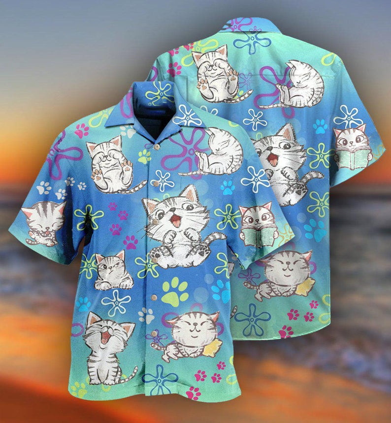 All I Need Is Love And A Lovely Cat Hawaiian Shirt, Cute Cat Hawaiian ...