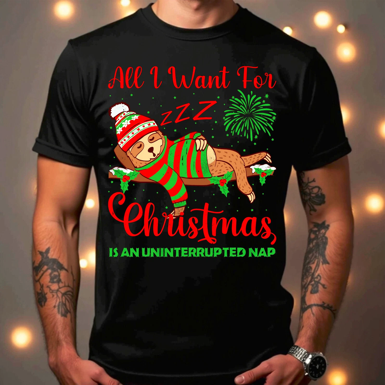 All I Want For Christmas Is An Uninterrupted Nap T-Shirt, Sloth Santa ...