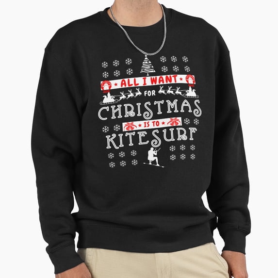 All I Want For Christmas Is To Kitesurf Funny Retro Sport Graphic ...
