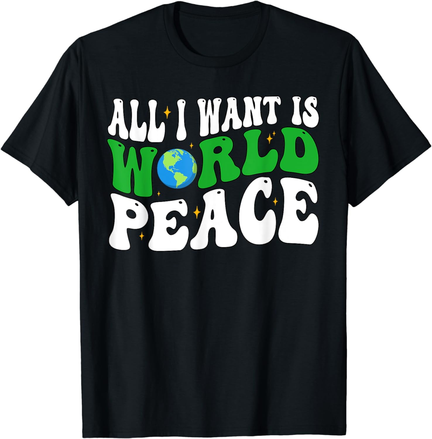 All I Want Is World Peace Happy Earth Day Groovy Design T-Shirt ...