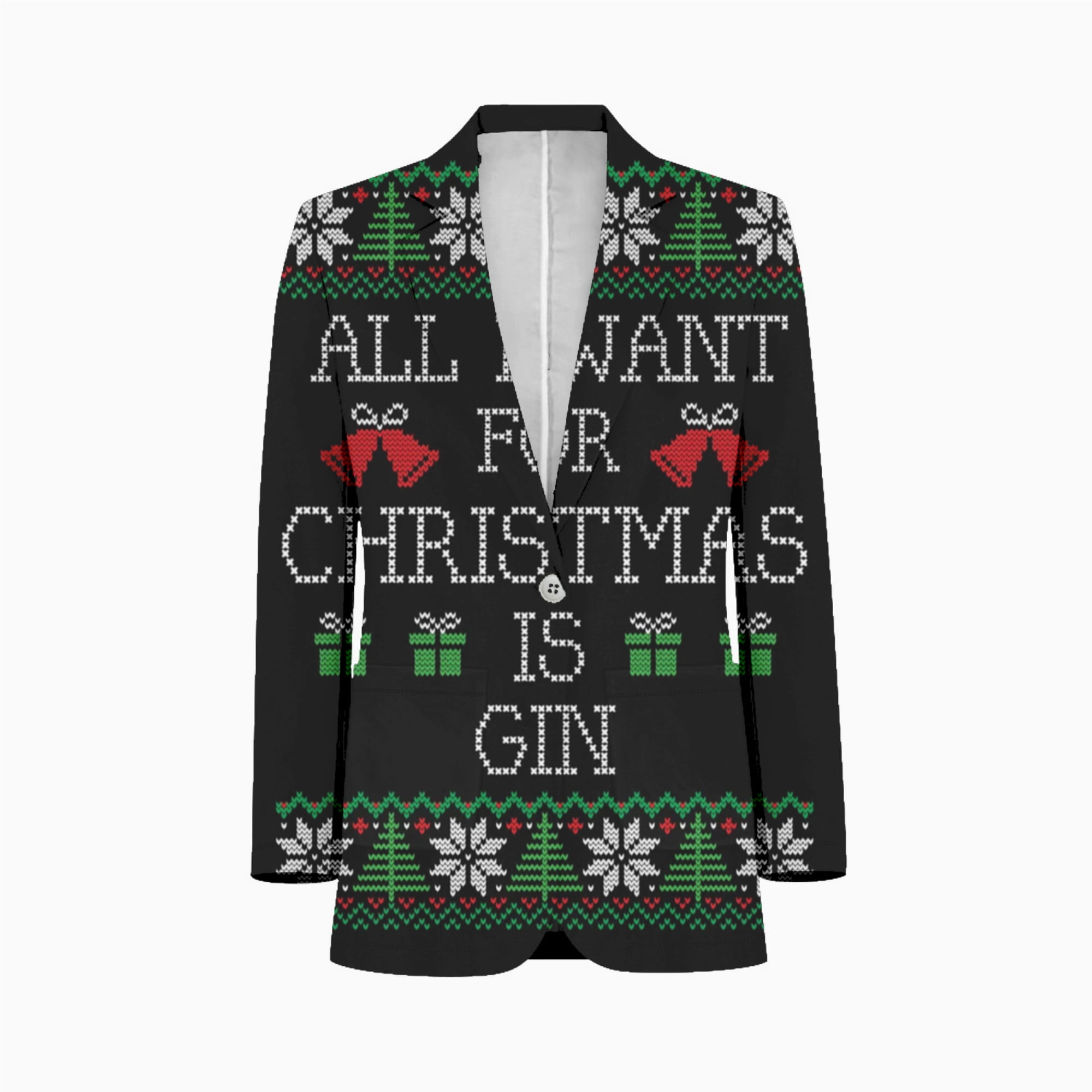 All I Want for Christmas Is Gin Customized Men's Suits full man Shawl ...