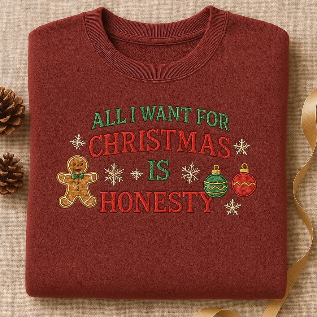 All I Want for Christmas Is Honesty Embroidered Sweater, Funny ...