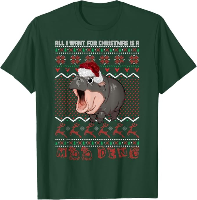All I Want for Christmas is a Moo Deng T-Shirt,Maroon color,size M ...