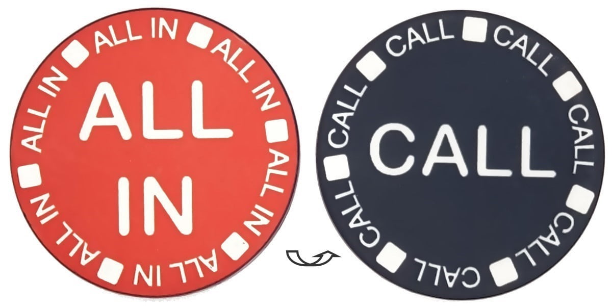 All In / Call 2-Sided Texas Hold'em Poker Double Sided Matte Finish 10g Ceramic Chip Button ...