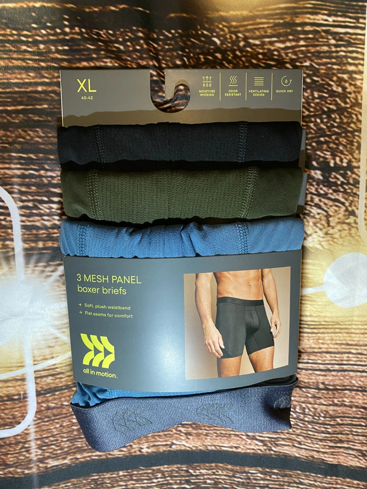 All In Motion Men'S Mesh Panel Boxer Briefs - 3 Pack Size-Xl Black ...