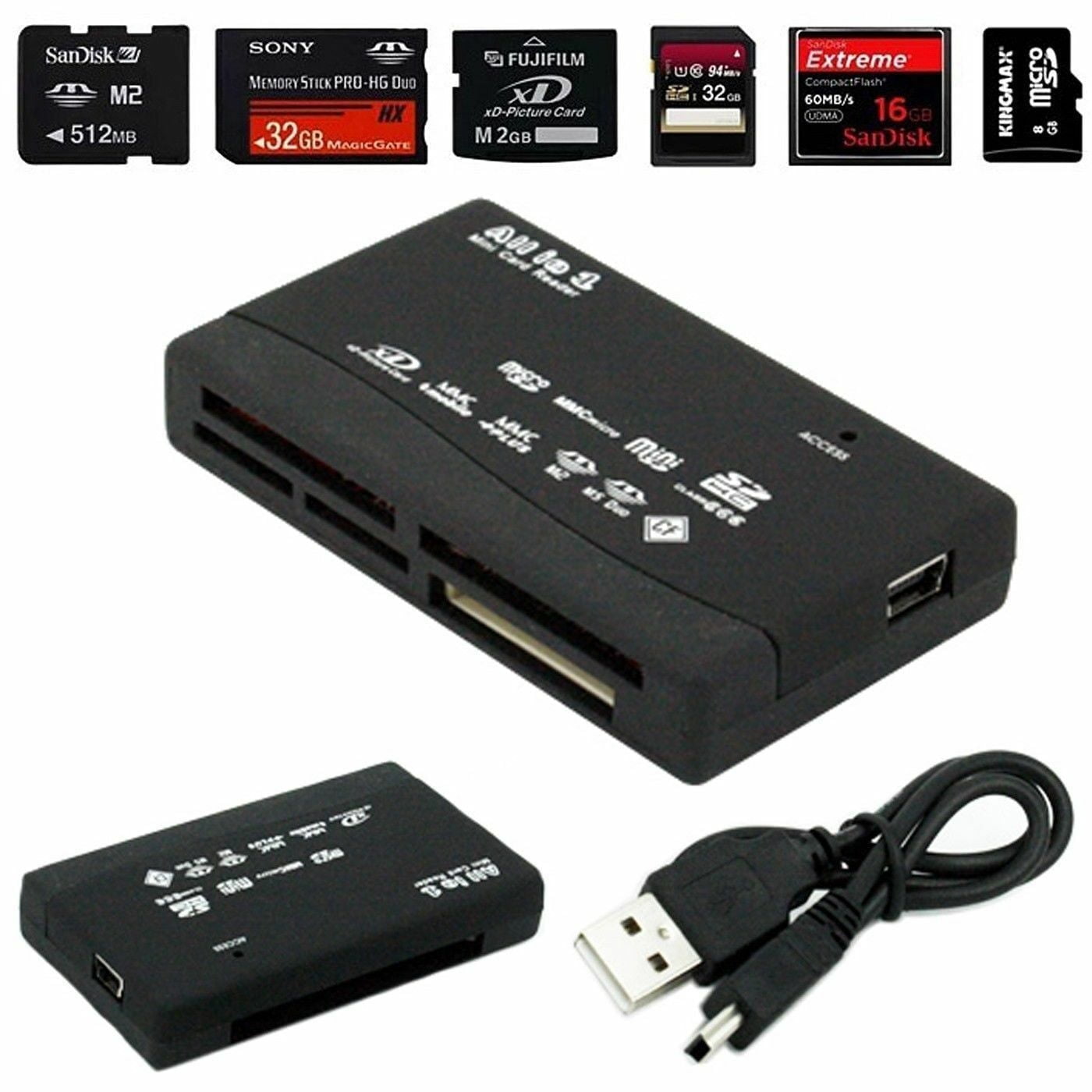 All In One Card Reader USB 2.0 SD Card Reader Adapter Support TF CF SD ...