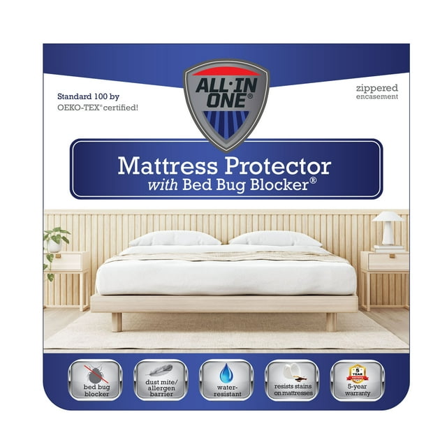 All-In-One Comfort Top Mattress Protector with Bed Bug Blocker, Queen ...