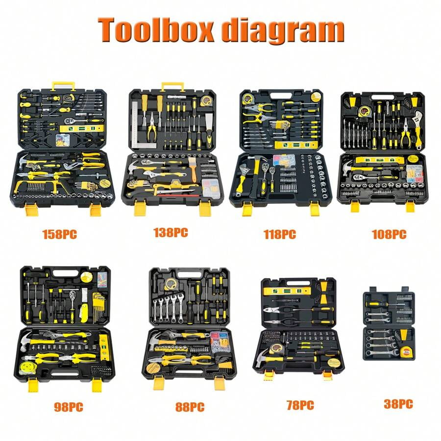 All-In-One Home & Auto Tool Kit: 158-Piece Heavy-Duty Hardware Set ...