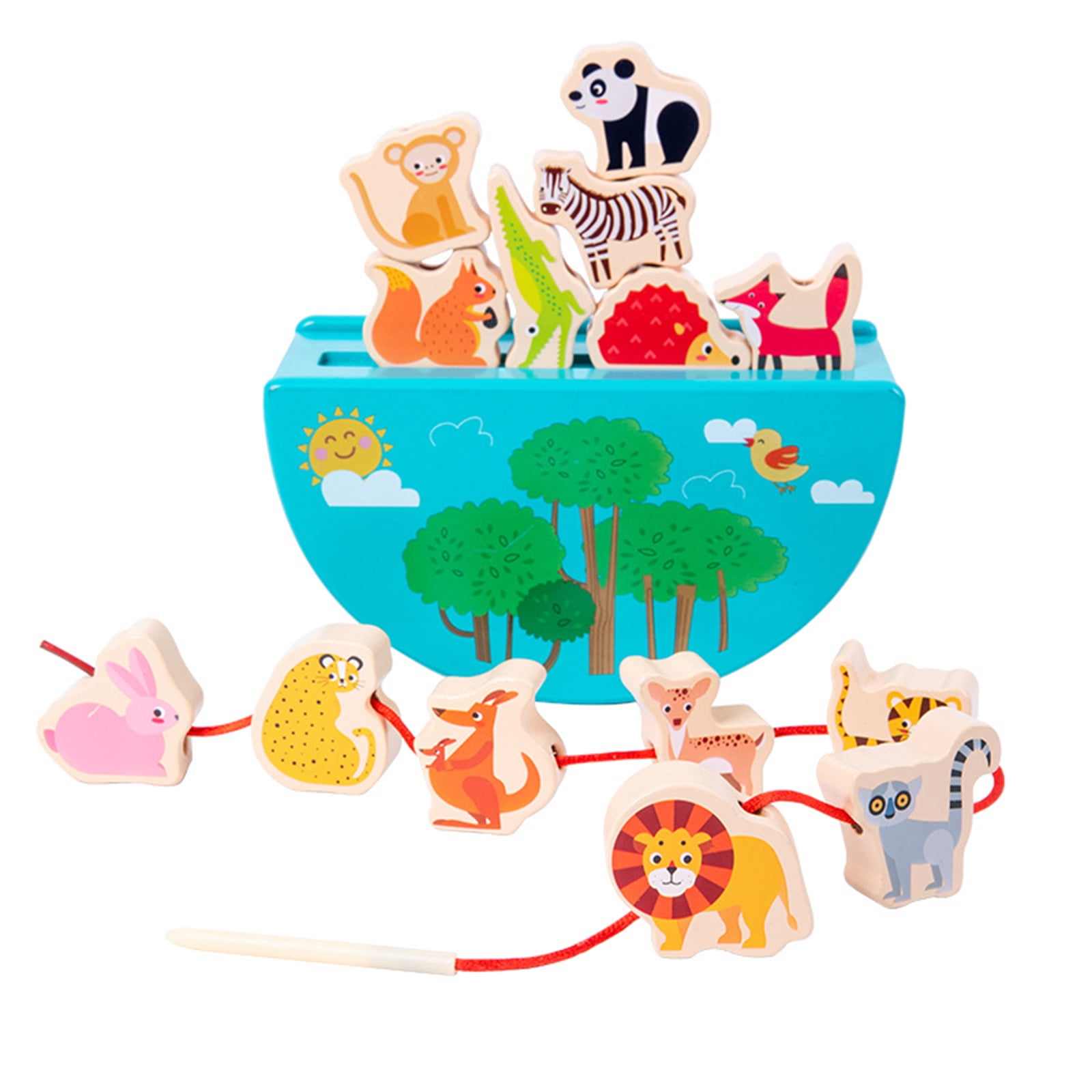 All-In-One Kids Building Blocks Set 14 Regular Blocks 2 Rope Forest ...