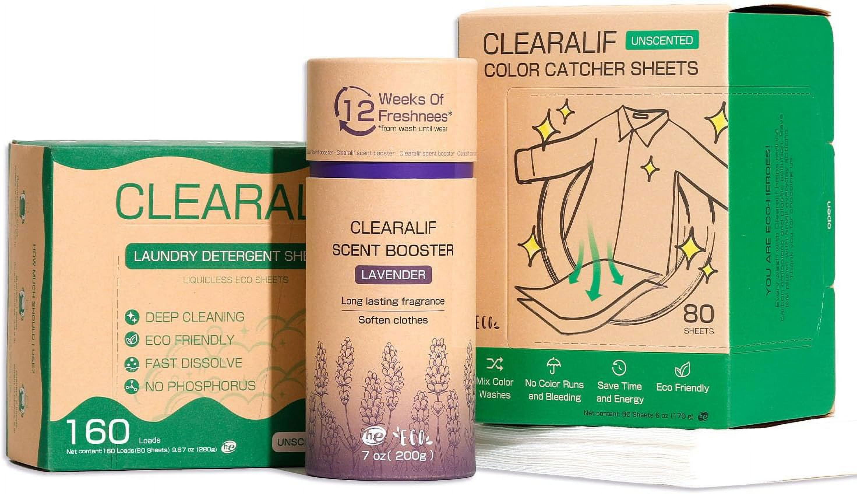 All In One Laundry Kit. 80 Unscented Laundry Sheets, 7 oz Lavender ...