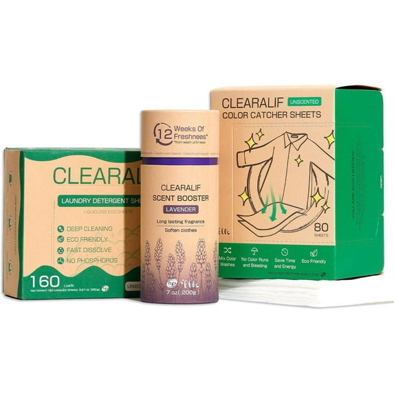 All In One Laundry Kit. 80 Unscented Laundry Sheets, 7 oz Lavender ...