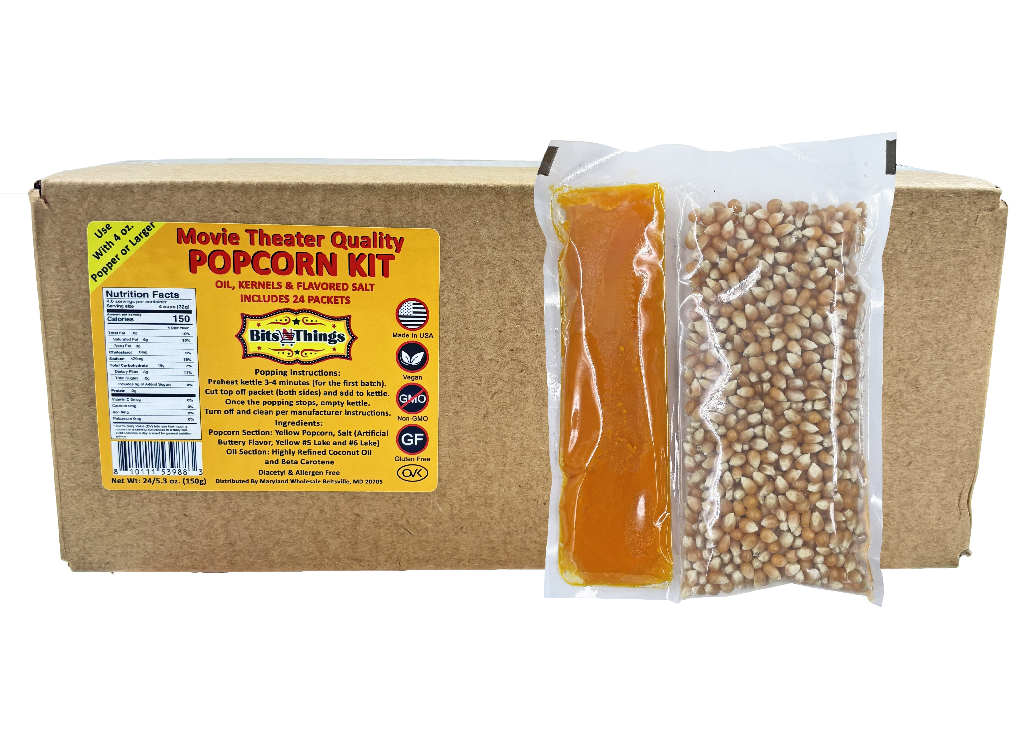 Commercial All-In-One Popcorn Machine Supplies Kit for 4 oz. Popper ...