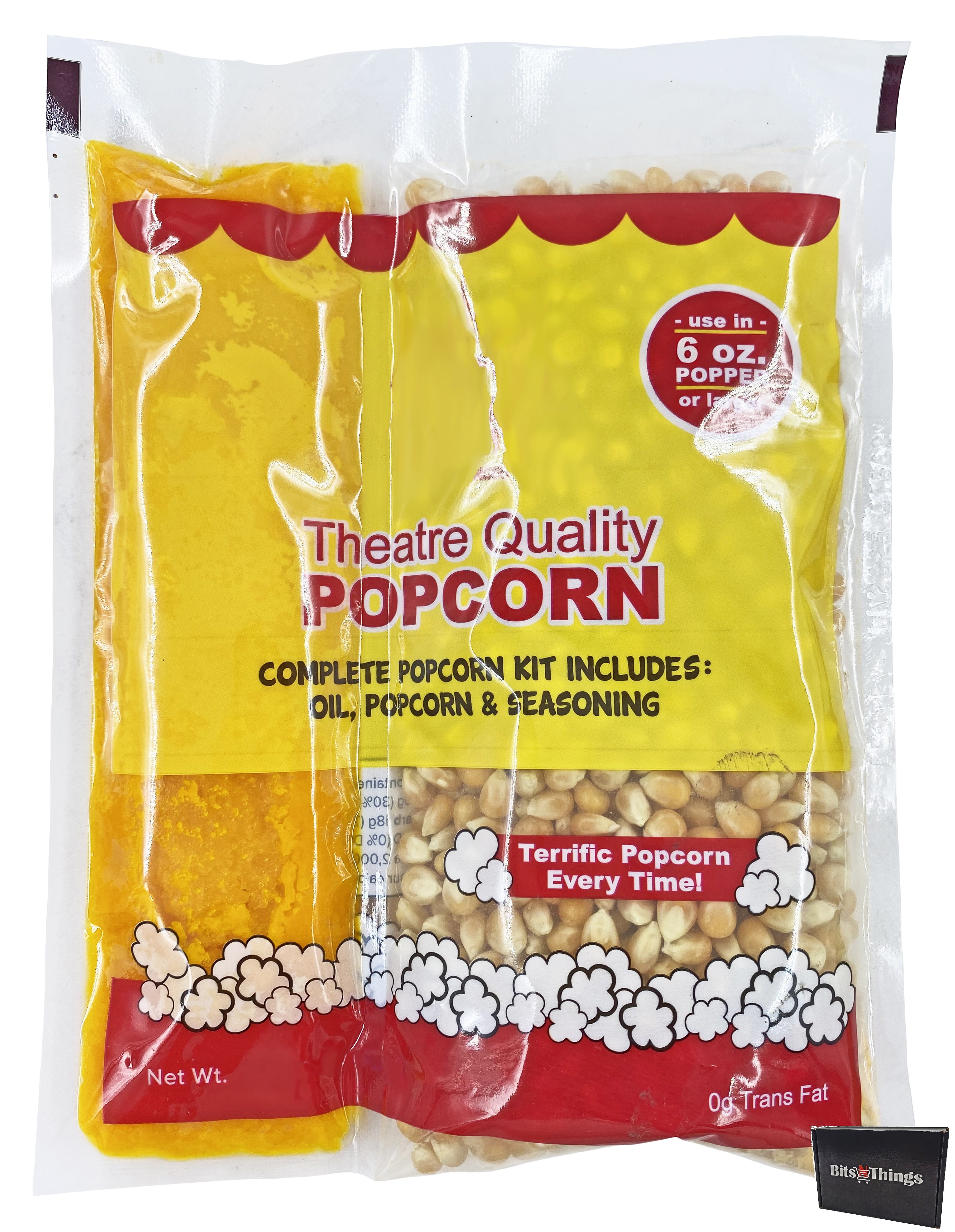 Bits n Things All-In-One Popcorn Kit, Kernels, Oil, Salt, 6 oz Packs ...