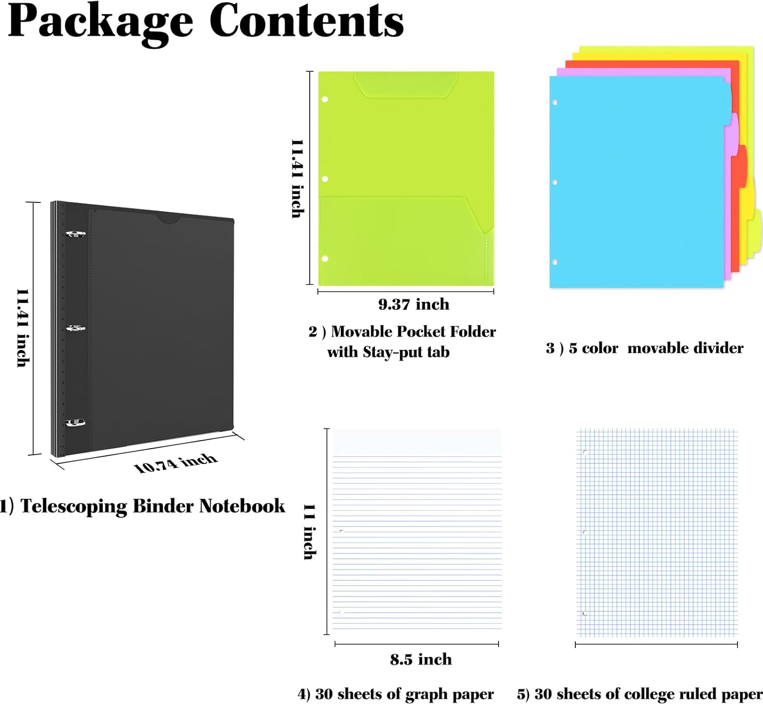 All-In-One Telescoping Binder Notebook, Refillable 3 Ring Notebook ...