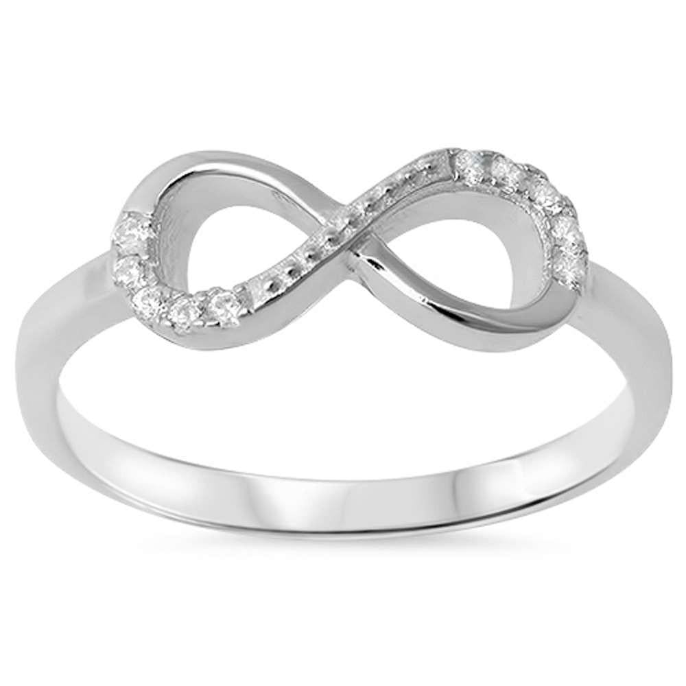 All In Stock Clear CZ Beaded Infinity Symbol Ring Sterling Silver Sz 8 ...