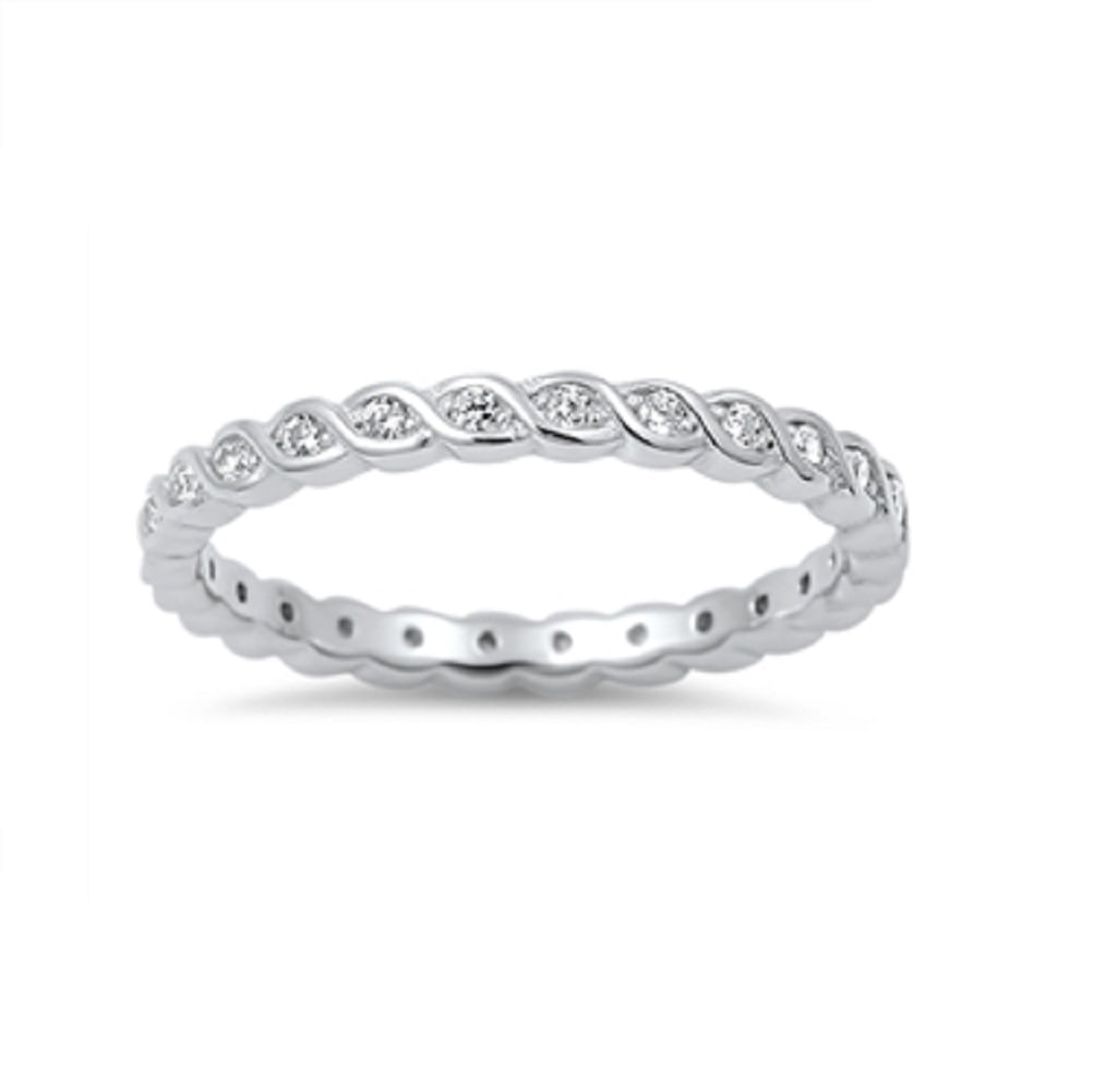 All In Stock Swirl Stackable Eternity Cubic Zirconia Ring Sterling ...