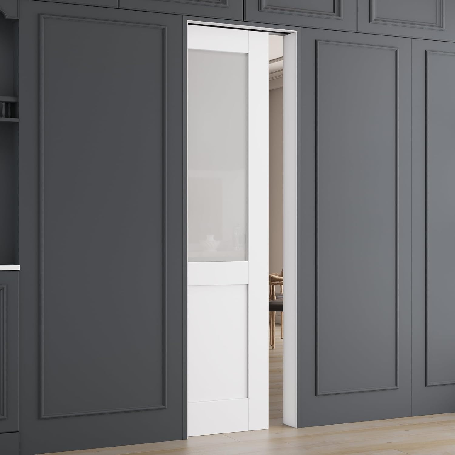 All-Inclusive Soft-Close Sliding Pocket Door 24" x 80" Half Frosted ...