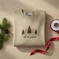 All Is Calm Embroidered Sweatshirt, Minimalist Christmas Tree Line Art ...