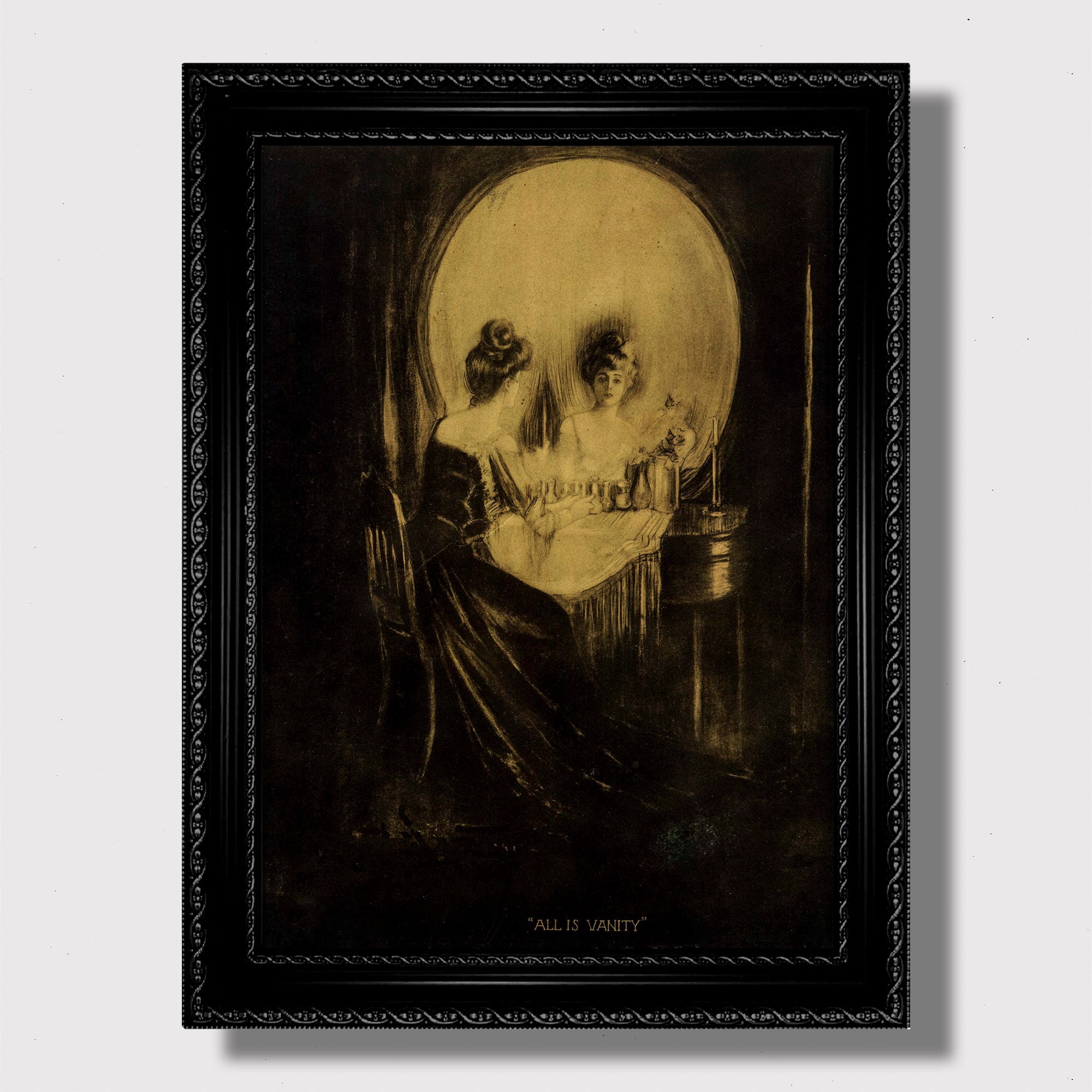 All Is Vanity Optical Illusion Skull Art Print, Memento Mori Wall Decor ...