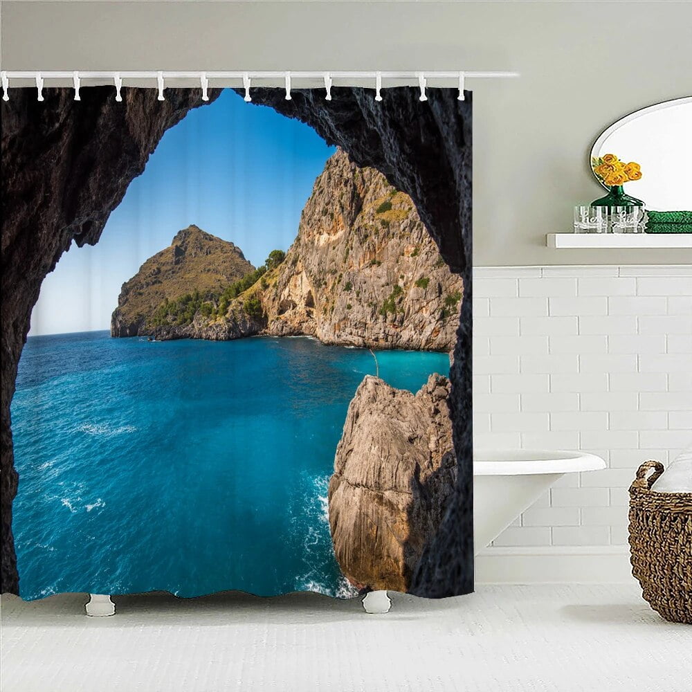 All Kinds Of 3d Islands Cave Seaside Landscape Shower Curtains Home ...
