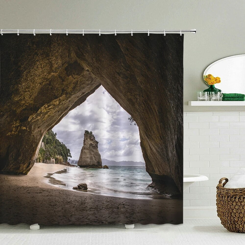 All Kinds Of 3d Islands Cave Seaside Landscape Shower Curtains Home ...