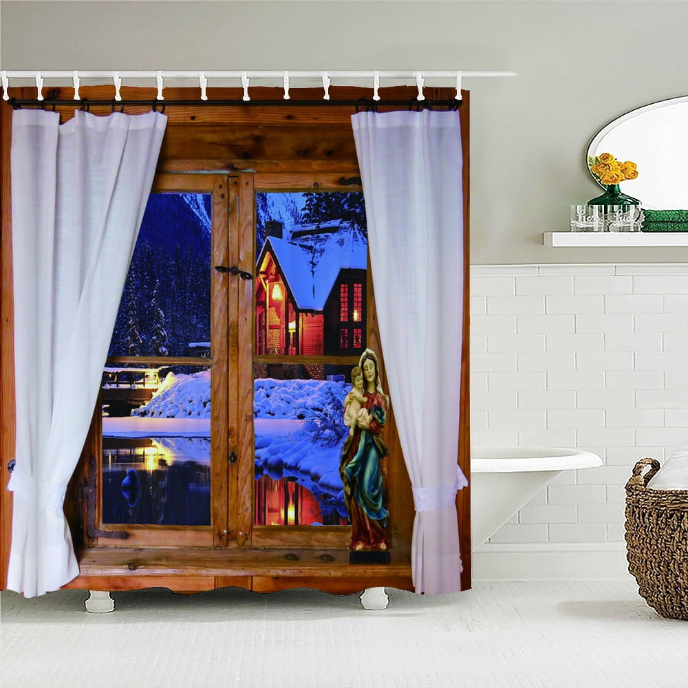 All Kinds Of 3d Scenery Windows Shower Curtain Home Decoration Curtain ...