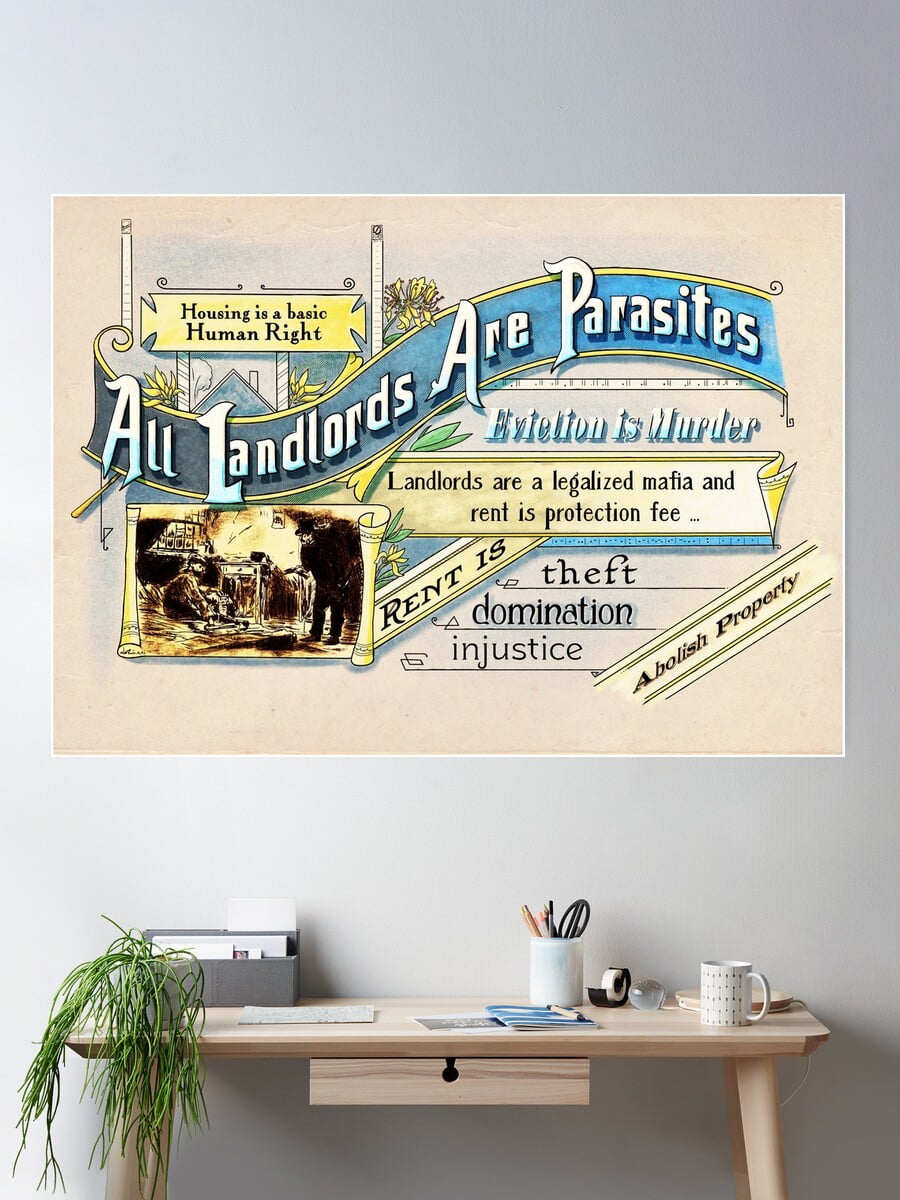 All Landlords Are Parasites - Anti Eviction Poster Wall Art, Modern ...