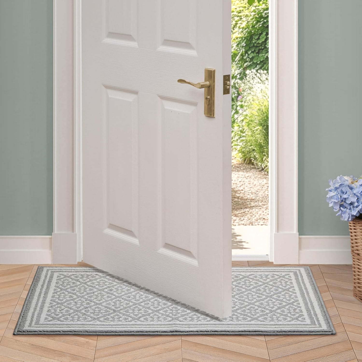 All Loop Tufted 26" X 45" Washable Skid Resistant Accent Rug - Light ...