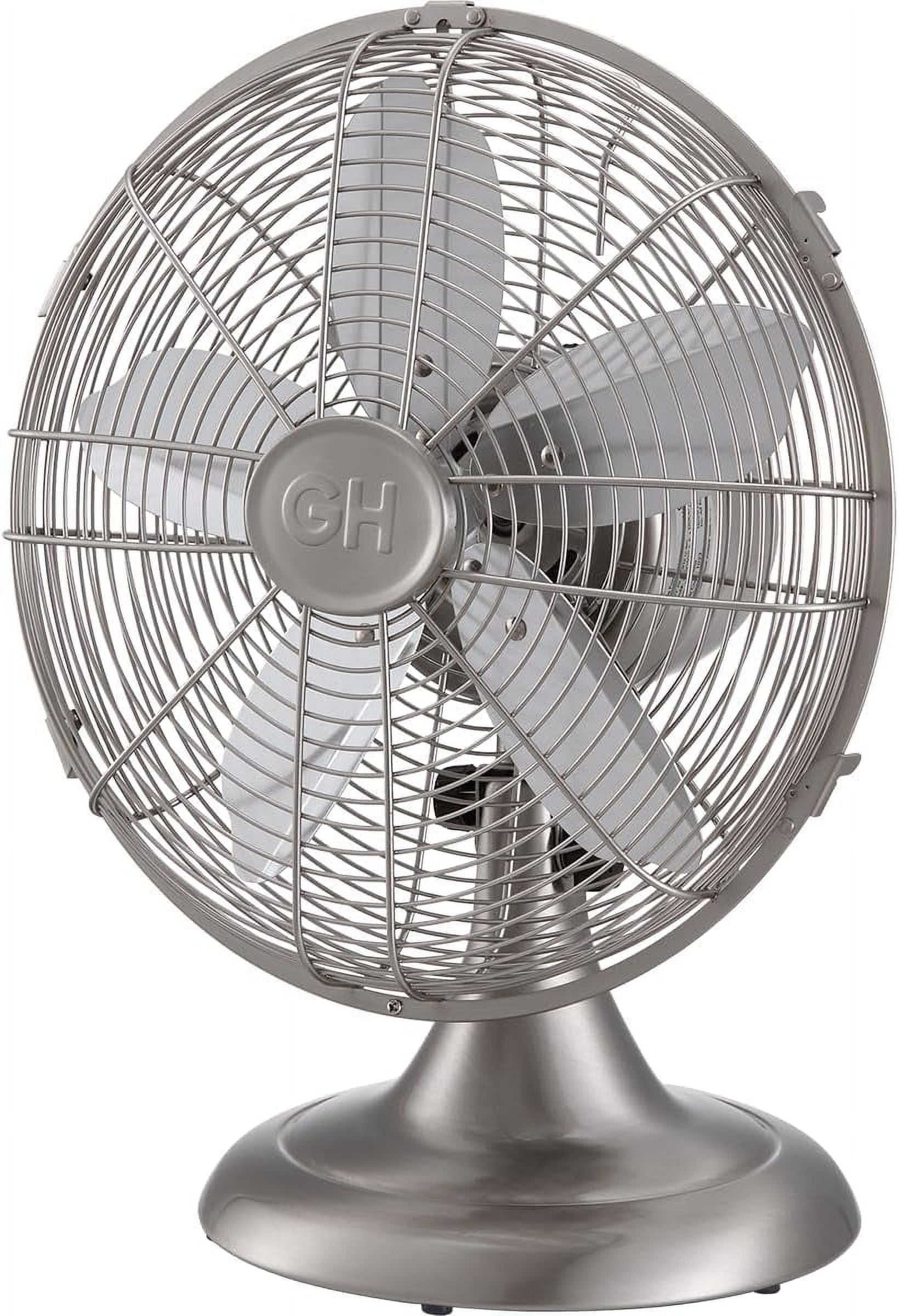 All-Metal (92605) Oscillating 12" Retro Desk Office Table Fan (Brushed ...
