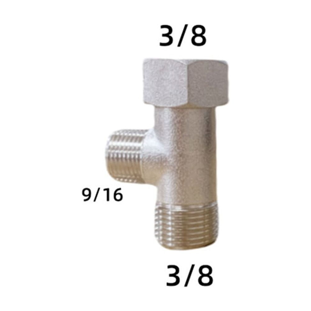 All Metal Bidet T-Adapter 7/8 3/8 1/2 Adapter Thread 3 Way Pipe Fitting ...