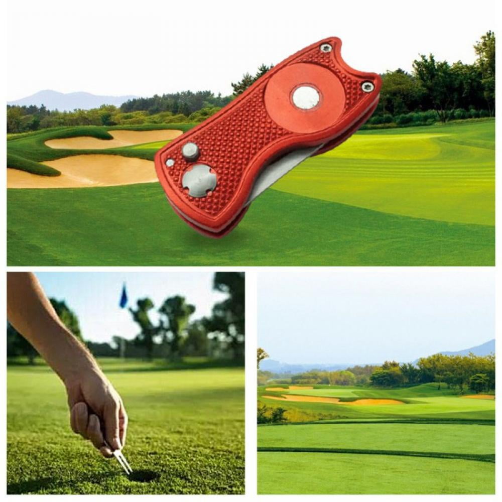 All Metal Foldable Golf Divot Tool with Pop-up Button & Magnetic Ball ...