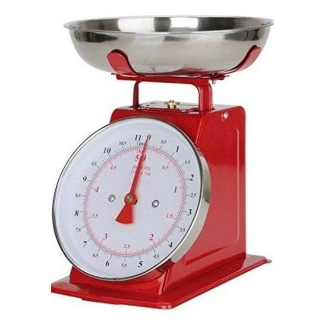Quality All Metal Kitchen Scale, Manual 22 lbs Stainless Steel - Red ...