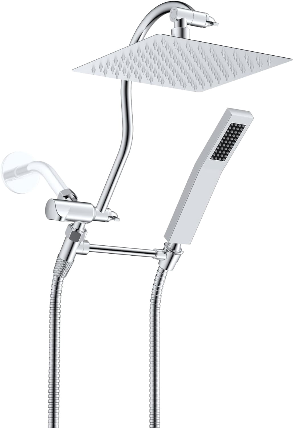 All Metal Shower Head, 8'' High Pressure Rainfall Shower Head, Combo ...