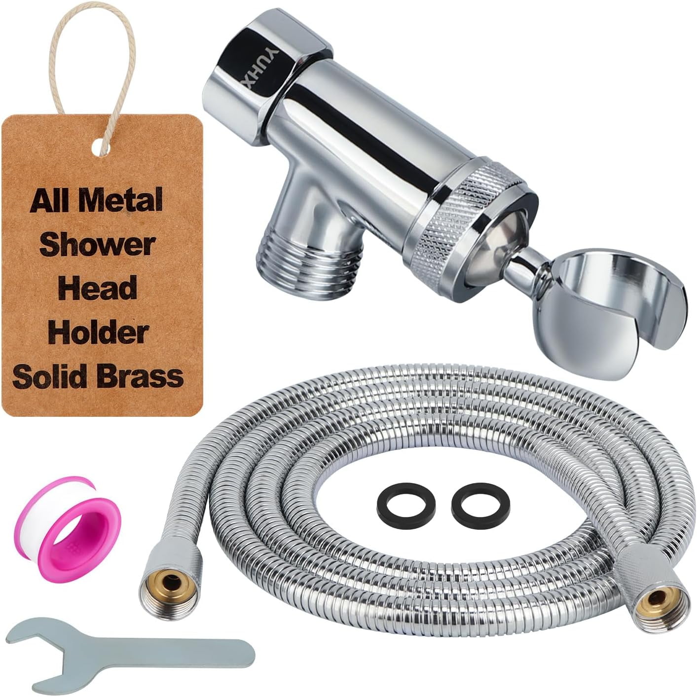 All Metal Shower Head Holder And Hose Stainless Steel Extra Long 6 ft ...