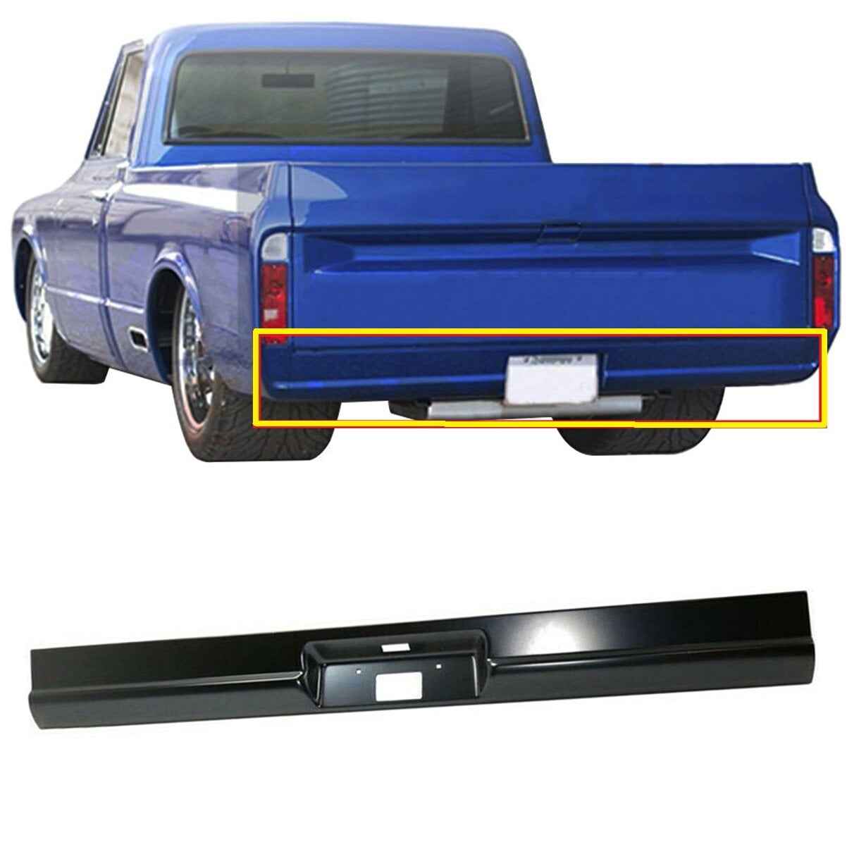 All-Metal Steel Rear Bumper w/ License Plate Light, Fit for Chevrolet ...