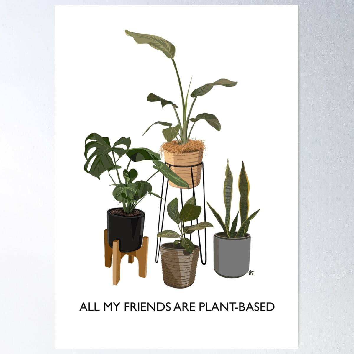 All My Friends Are Plant-Based Poster Wall Art, Modern Wall Decor For ...