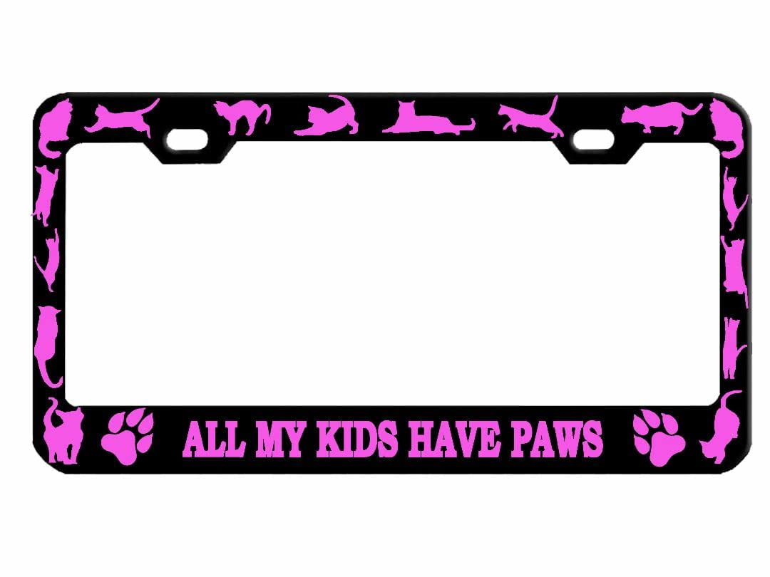 All My Kids Have Paws Cat Lovers Stainless Steel Chrome Car License ...