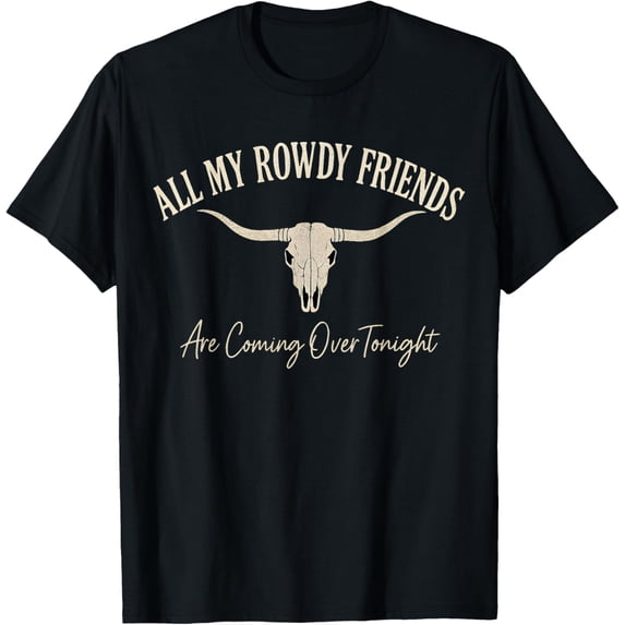 All My Rowdy Friends Skull Western Style T-Shirt - Walmart.com