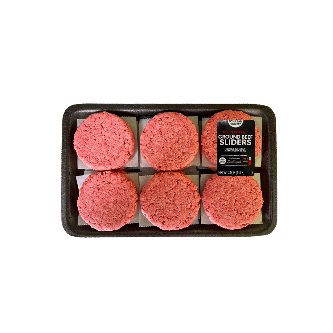80% Lean / 20% Fat Ground Beef Sliders, 12 Count, 1.5 lb Tray, Fresh ...