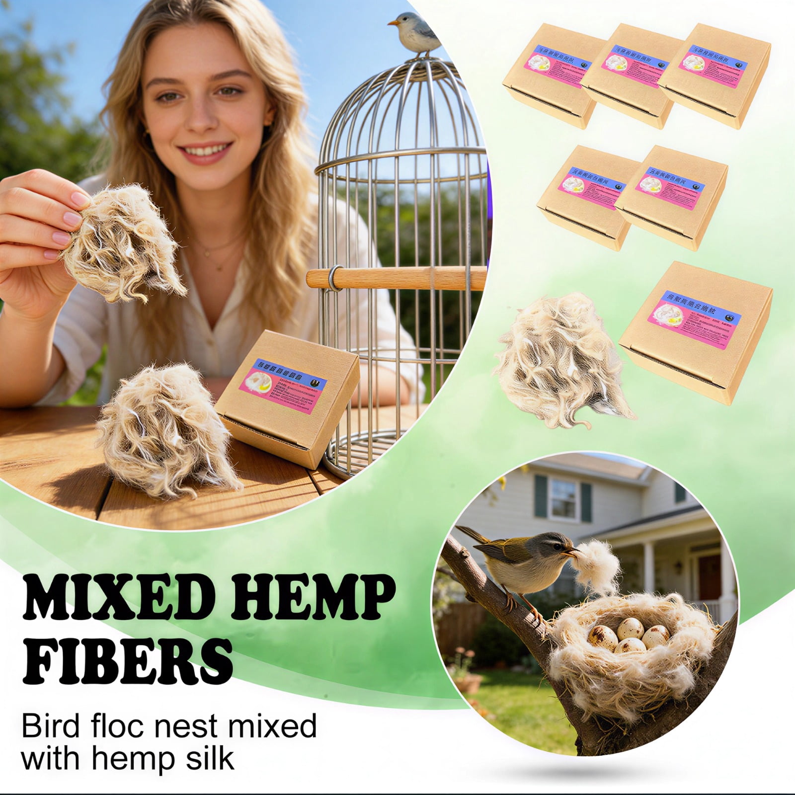 All-Natural Bird Nesting Material Pack - Jute Fiber, Canary Fluff ...