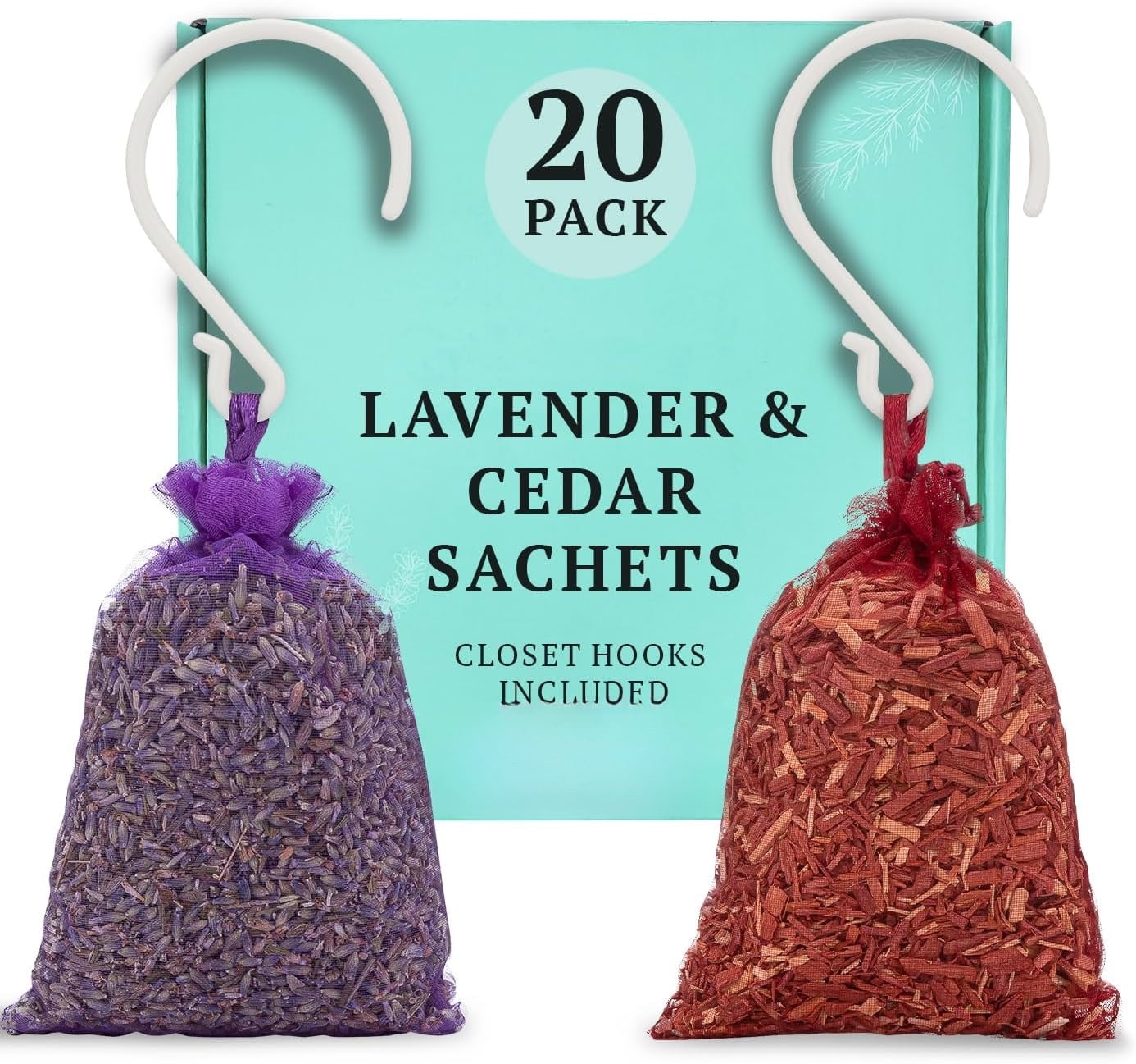All-Natural Cedar and Lavender Sachet with Hanger Hooks Included ...