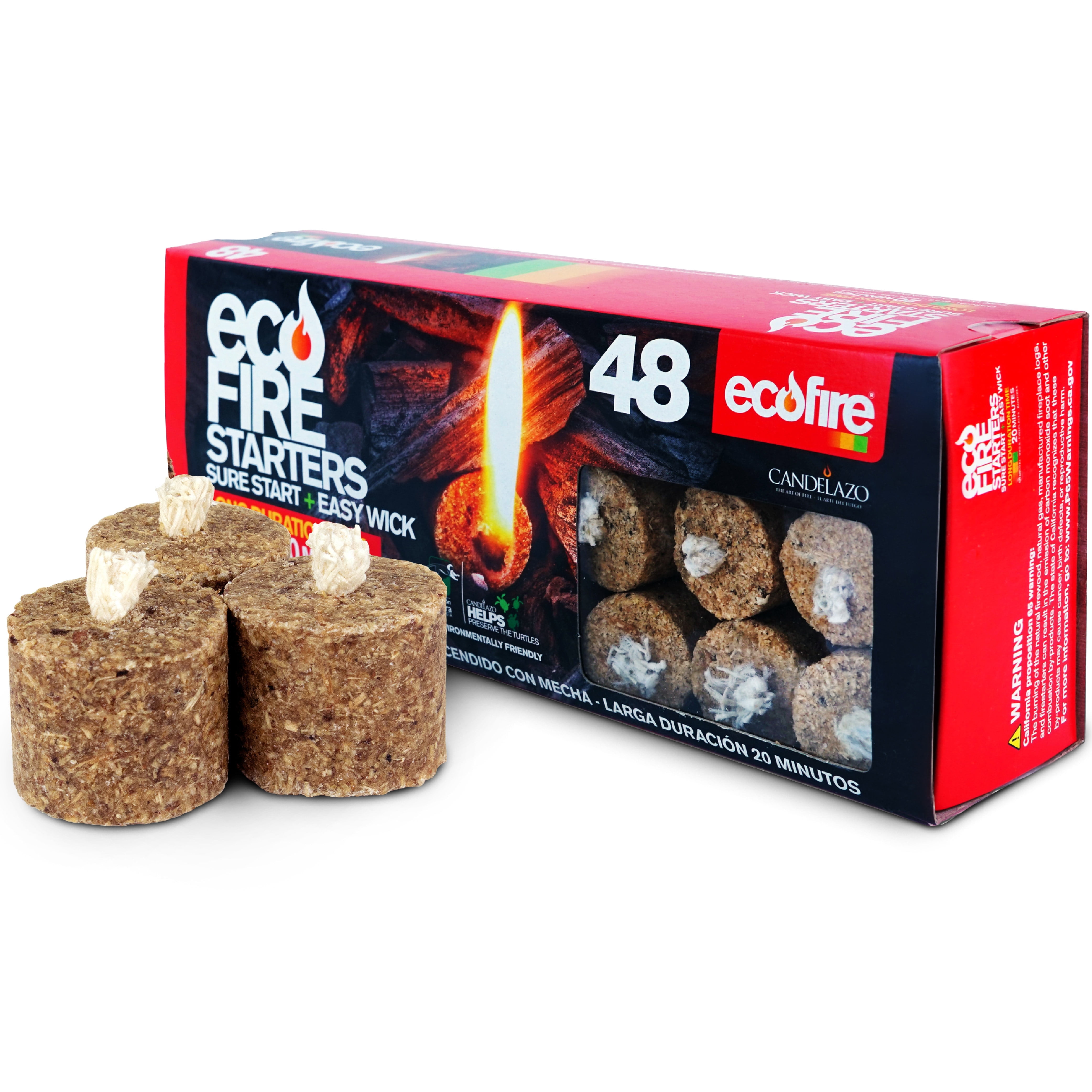 Eco Fire All Natural Fire Starter Cubes, 20 Min Burn, BBQ Grill, Fireplace, 48 Ct - Walmart.com