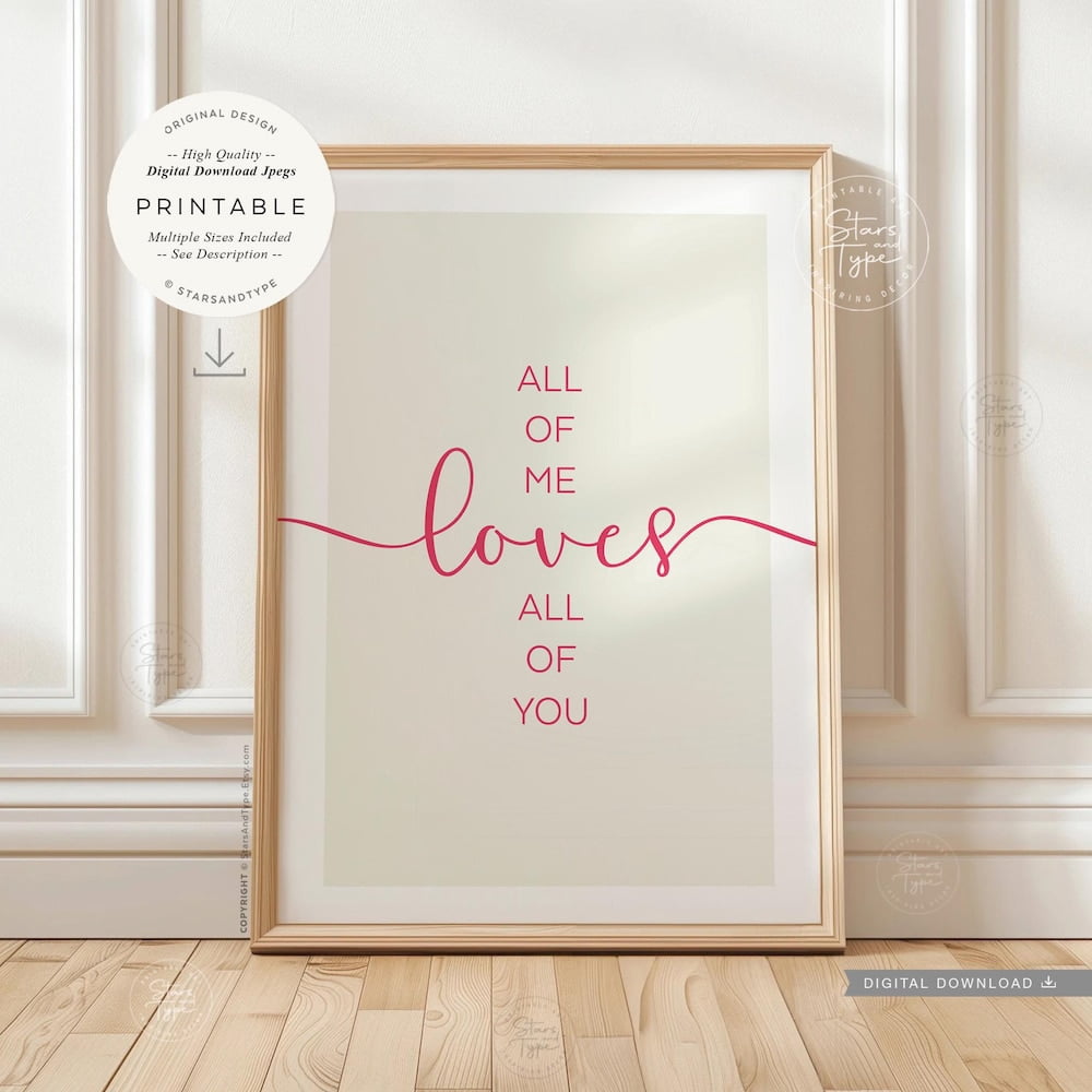 All Of Me Loves You Romantic Print Home Decor Office Wall Art - Walmart.com
