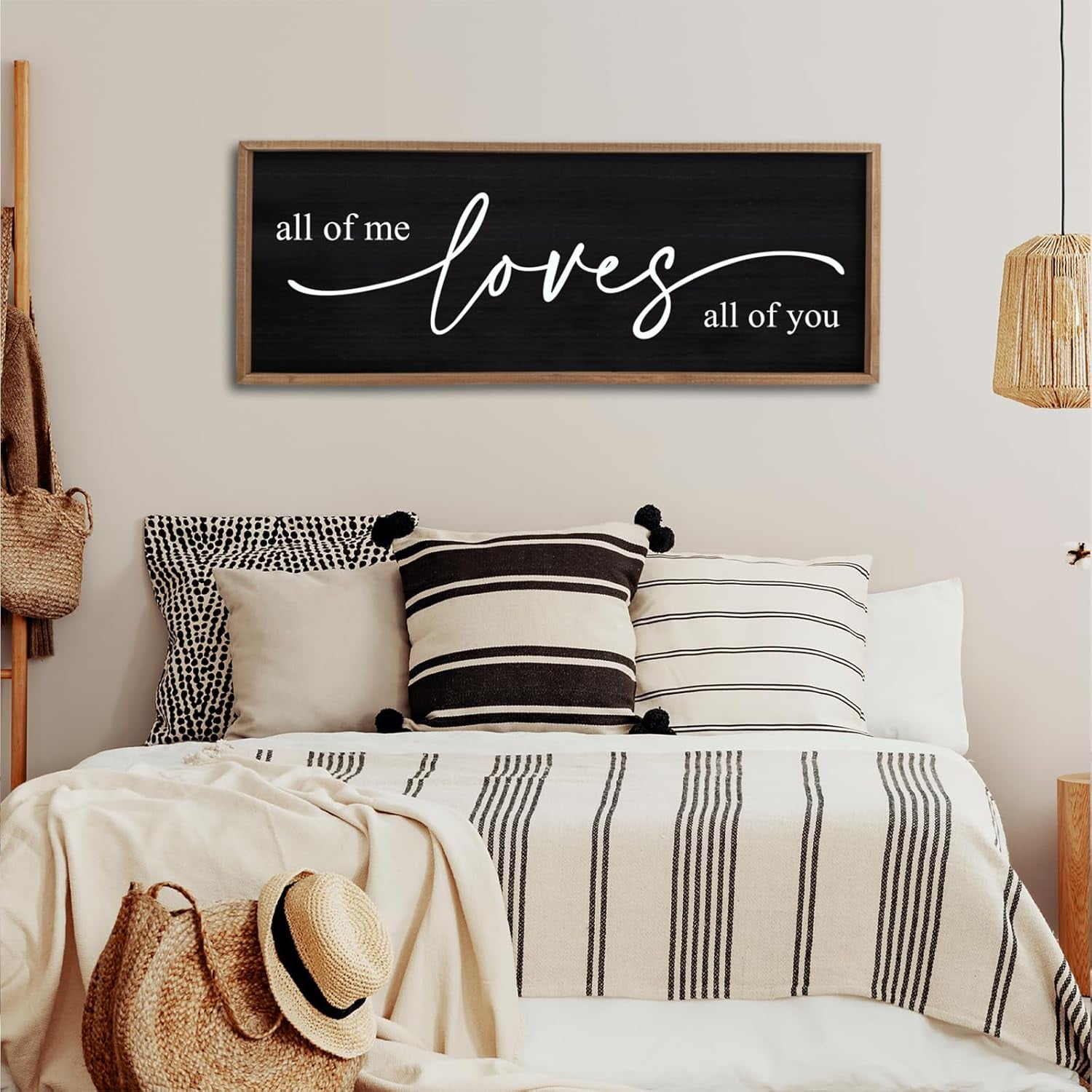 All Of Me Loves All Of You Wall Decor 40''×15'' Large Vintage Framed Wooden Plaque Modern Master ...