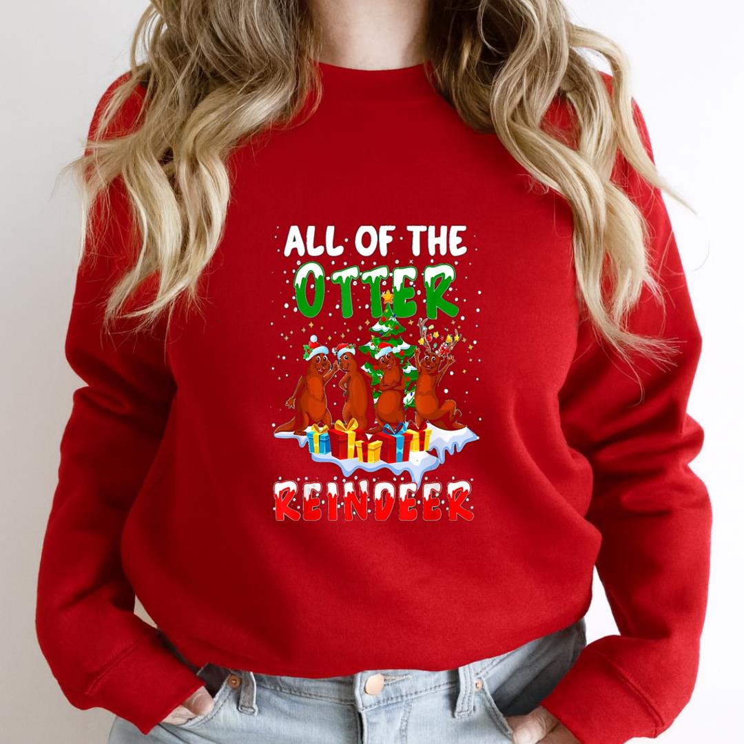 All Of The Otters Reindeer Funny Merry Christmas Xmas Holiday Graphic ...