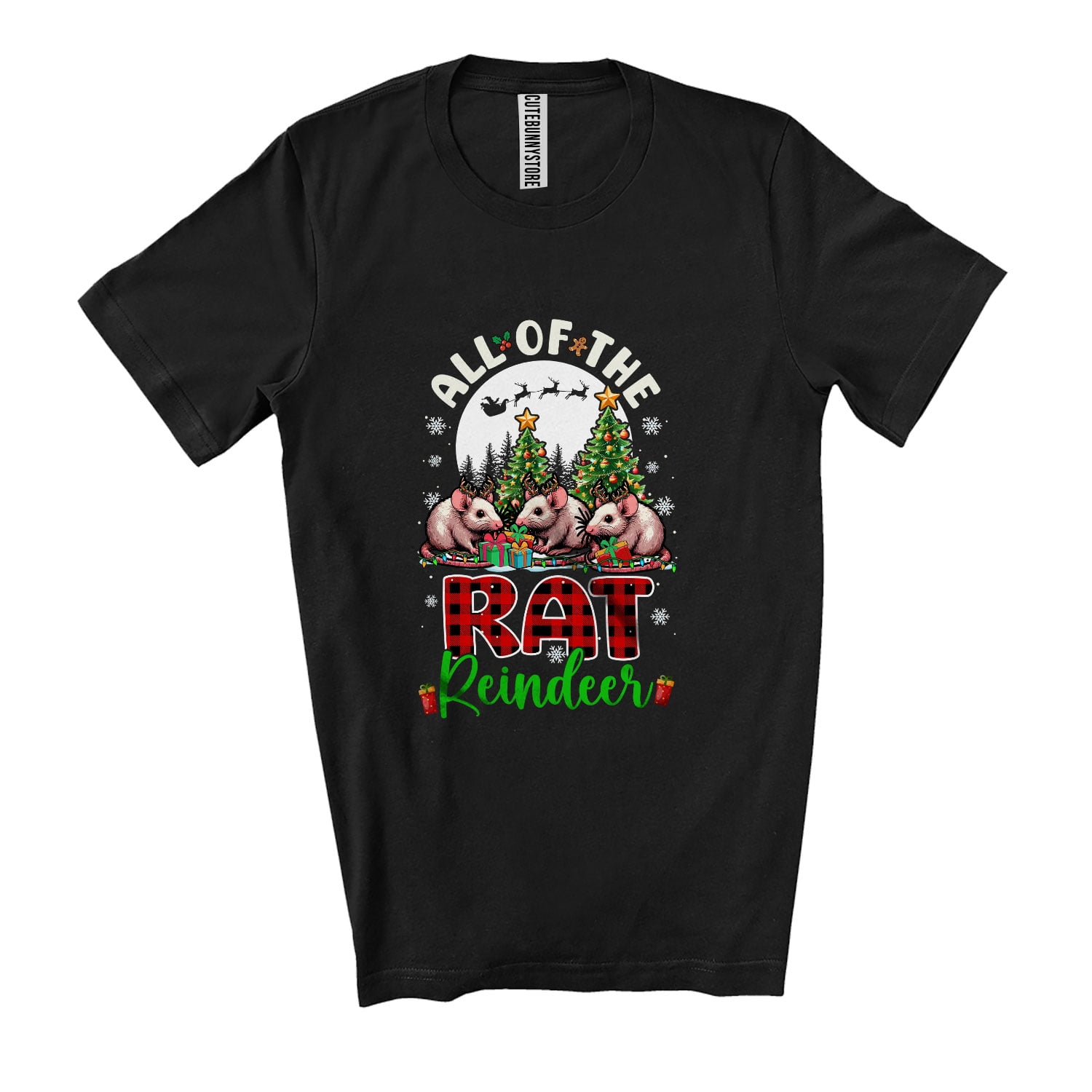 All Of The Rat Reindeer; Amazing Christmas Moon Plaid Three Rat Animal ...