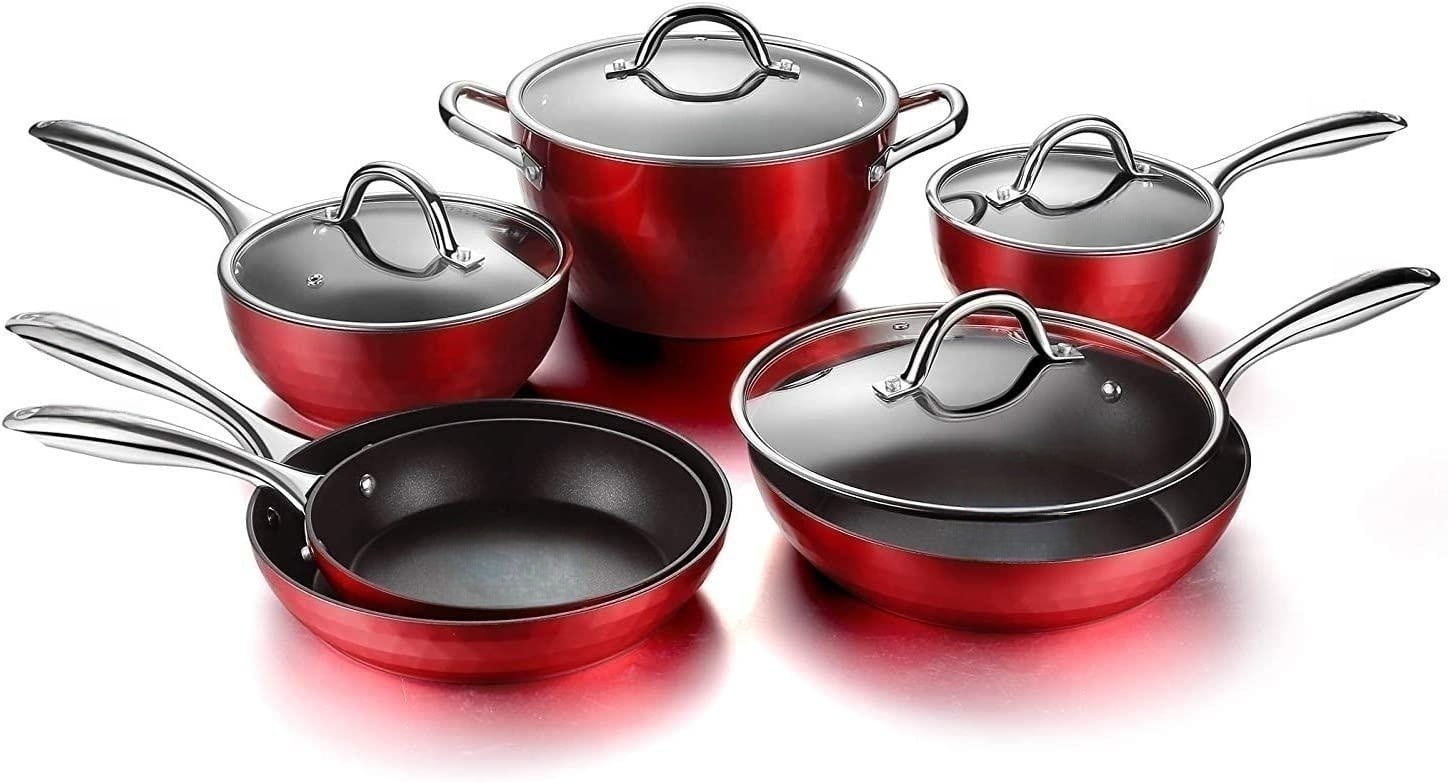 All in One Pan 10-Piece Diamond-Infused Cookware Set - Induction ...
